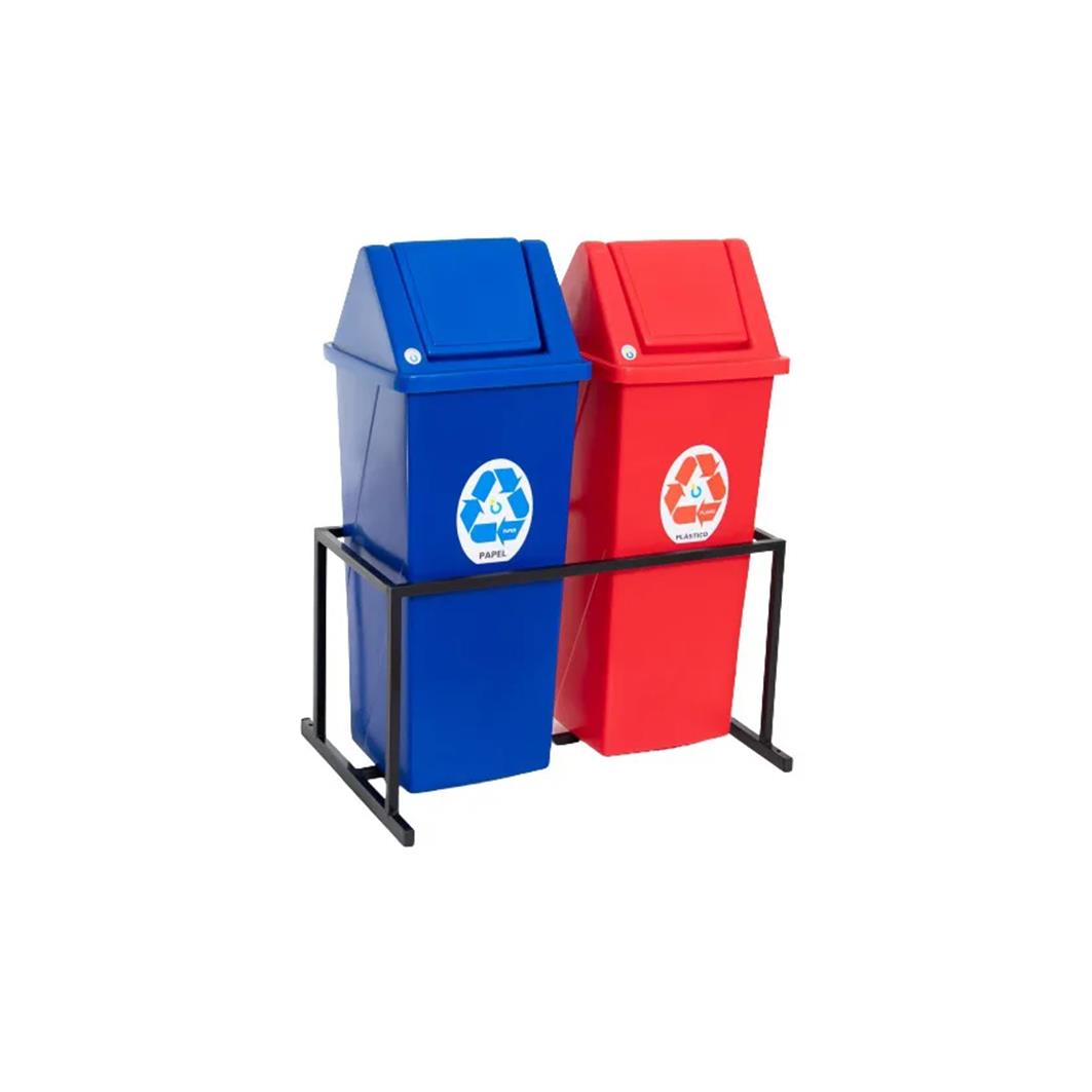 KIT DE LIXEIRA COM TAMPA VAIVÉM 2x92L, PEMD (KIT) – RS Lixeiras